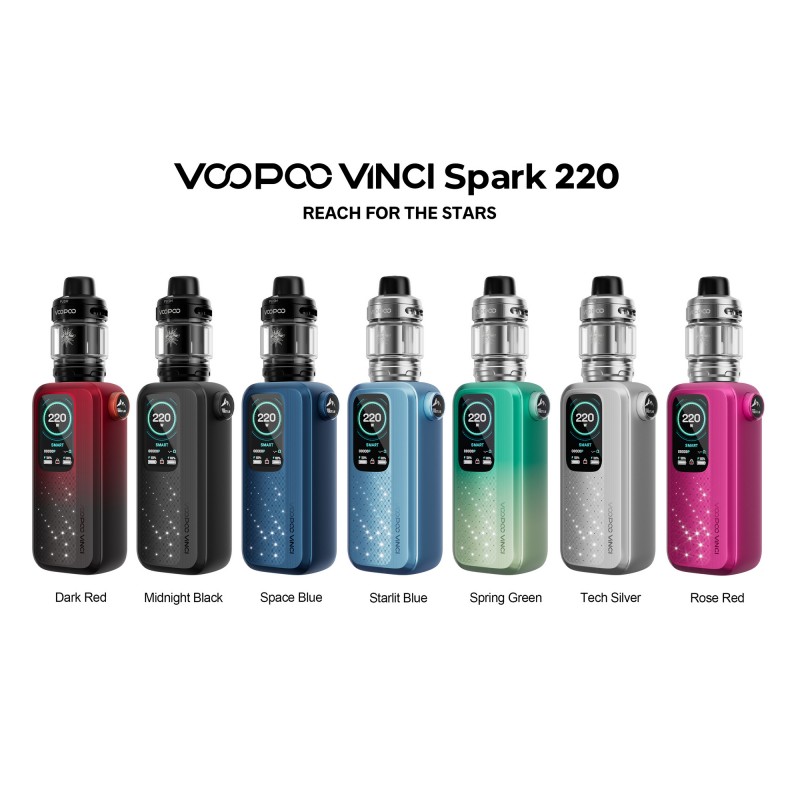 VooPoo Vinci Spark 220 Kit, spark220, uforce-x tank, pnp x coils 5pk, dual 18650, dual battery